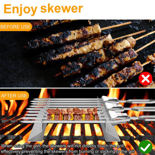 Stainless Steel Kabob Grill Skewers Rack Metal Grilling Skewers on OnBuy