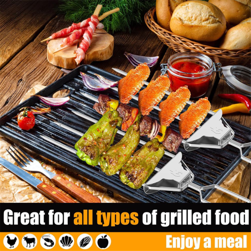 Stainless Steel Kabob Grill Skewers Rack Metal Grilling Skewers on OnBuy