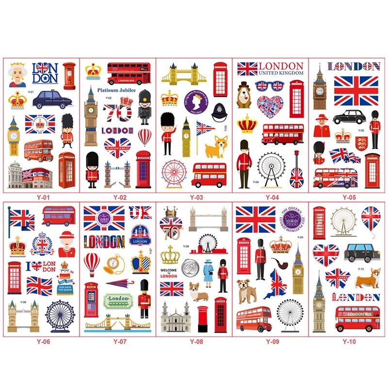 VK-vlag tattoo sticker koninginnen kroon Big Ben feest tijdelijke ...