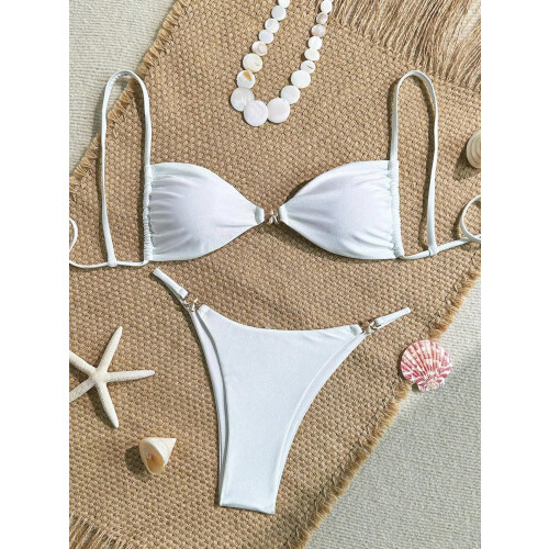 (ROYAL BLUE, M) Sexy Triangle Mini Bikini Set Micro Thongs Solid ...