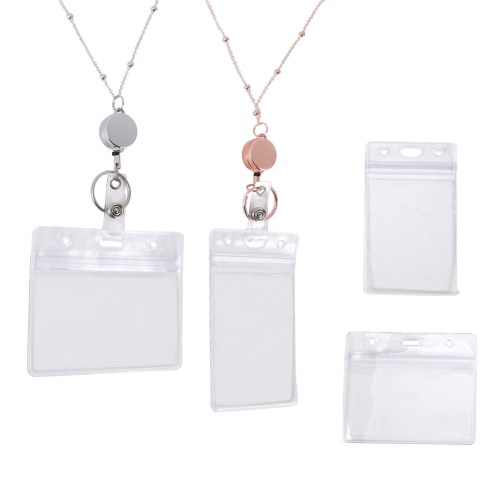 Lot de 2 cordons rétractables pour badges, porte-badges, collier, clip ...