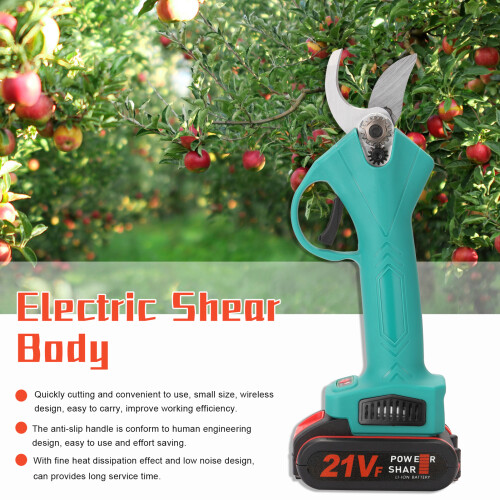 21V Cordless Electric Pruner Pruning Shear Efficient Fruit Tree Bonsai Pruning Branches Cutter ...