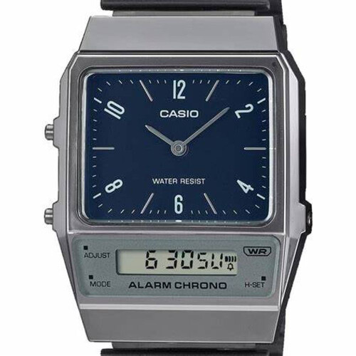 Casio Vintage Aq-800eb-2aef Unisex Analogue-digital Watch – Blue Dial, Black Stainless Steel ...
