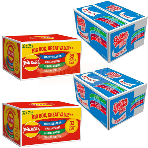 2x Golden Wonder Fully Flavoured Blue Box And 2x Walkers Big Red Box ...