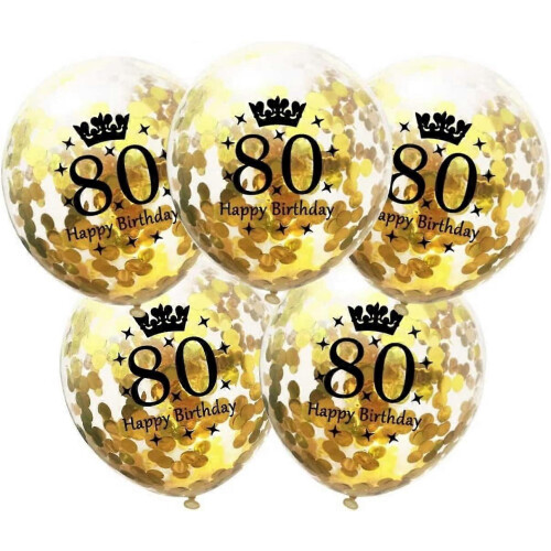 Number Balloons 80 Gold - 80th Birthday Decorations Balloons 12 Inch ...
