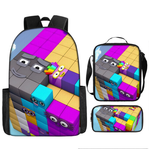 (6, Triple Pack) Numberblocks Backpack Set - Large Capacity Polyester ...