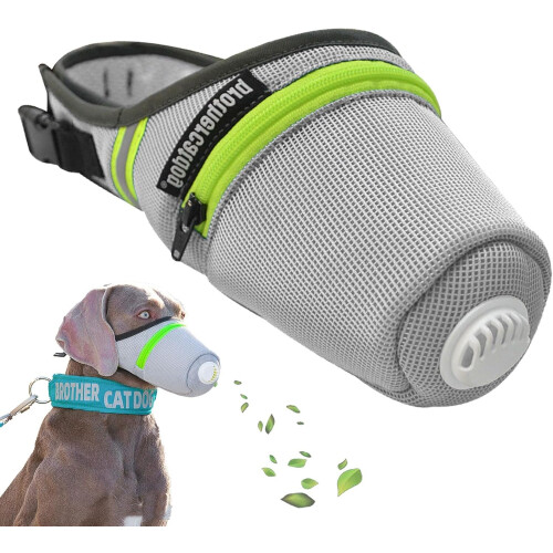 (Large, Gray) Dog Mask, Reusable Breathable Dog Air Filter Mask ...
