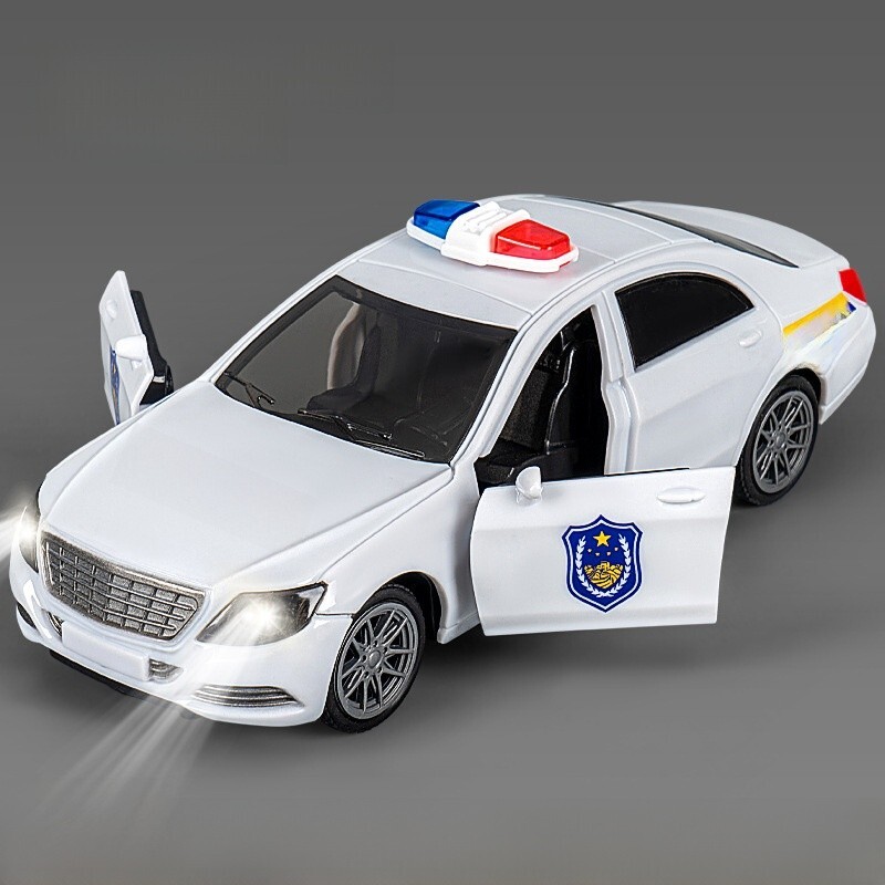 (Benz white)Nákladný model záchranného vozidla s inercióou, svetlami a ...