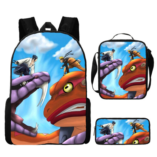 (Style 9, 3-piece set) New Naruto Shippuden Anime Backpack Cartoon ...