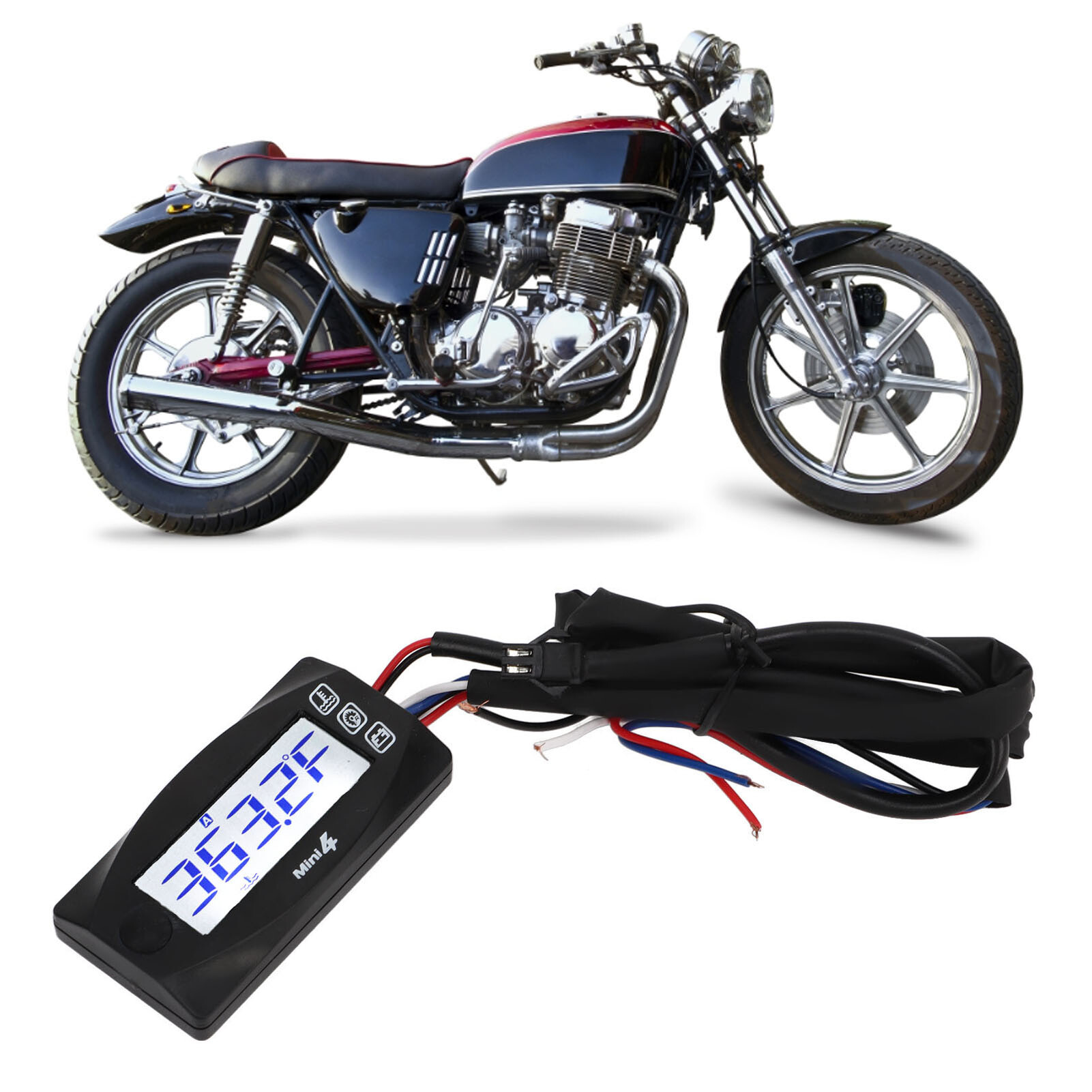 Motorcycle Thermometer Digital Moto Cylinder Head Temperature Voltage ...