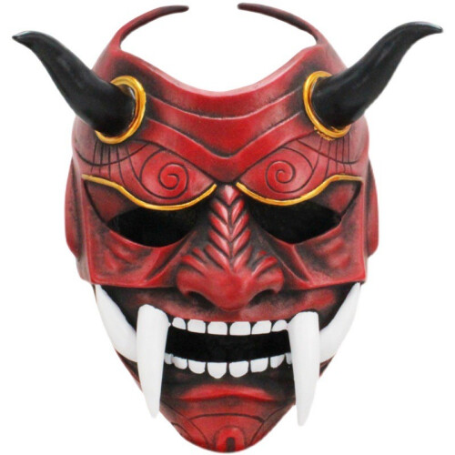 (Red Fanged Mask)Masque tête de poisson défense Hannya décoration de ...
