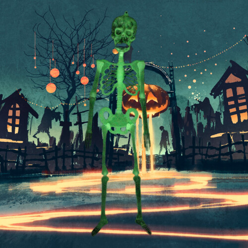 Glowing in the Dark Halloween Skeleton Decor Luminous Lifelike Skeleton ...