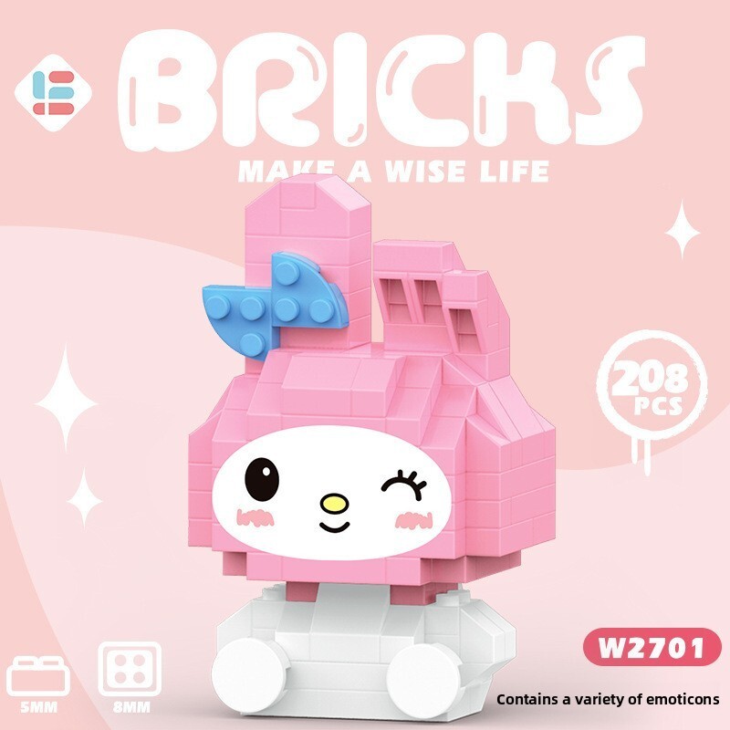 (Mini Mei Ti)Kuromi sada stavebníc Pom Pom Purin pre deti - vzdelávacia, tvorivá darčeková hra ...