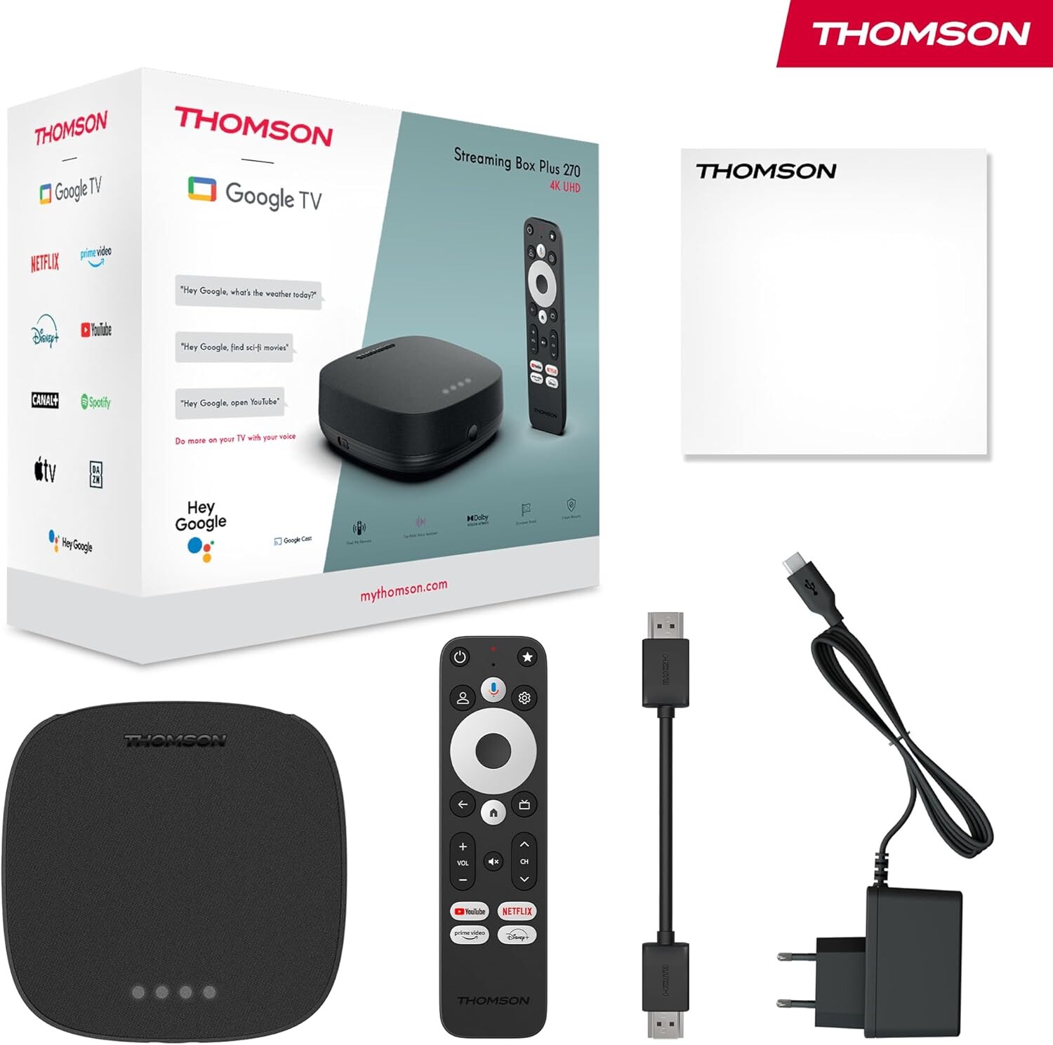 Thomson Streaming Box 270UK Plus - 4K UHD, Built-in Speaker & Voice ...
