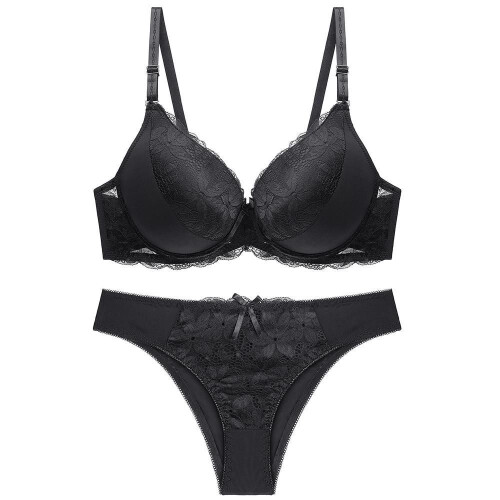 (black, 36C) Sexy Plus Size Women Lace Bra Set Underwear Push Up Bra ...