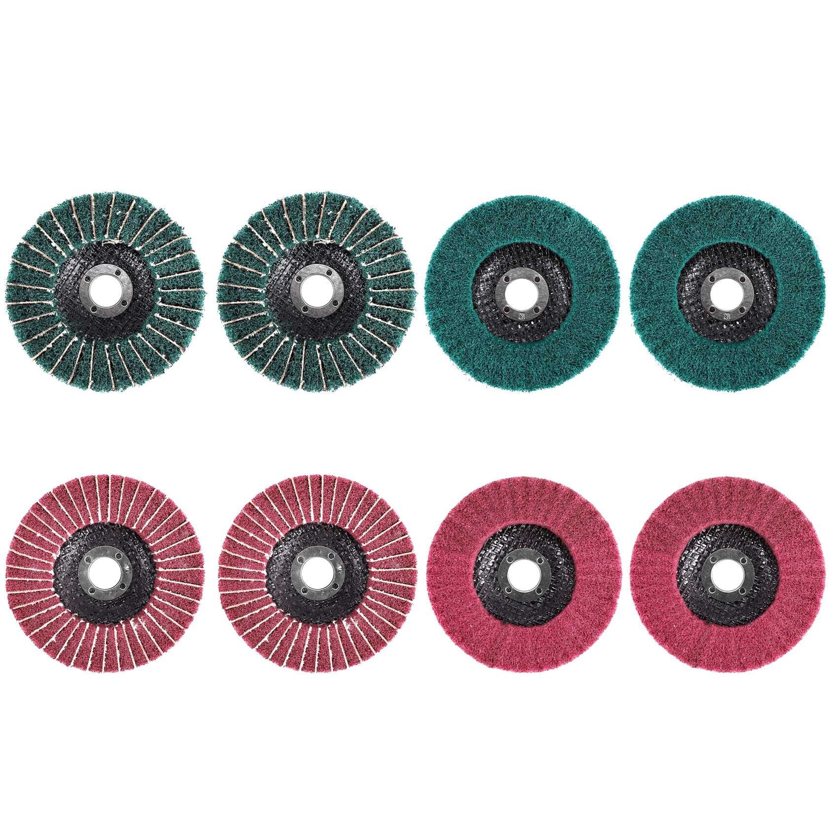 8PCS 4 Inch Red & Green Nylon Fiber Flap Discs Set for Angle Grinder on ...