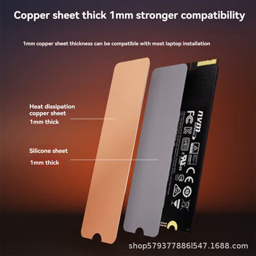 M.2 Solid State Drive Pure Copper Heat Sink NGFF Heat Sink NVME Laptop ...