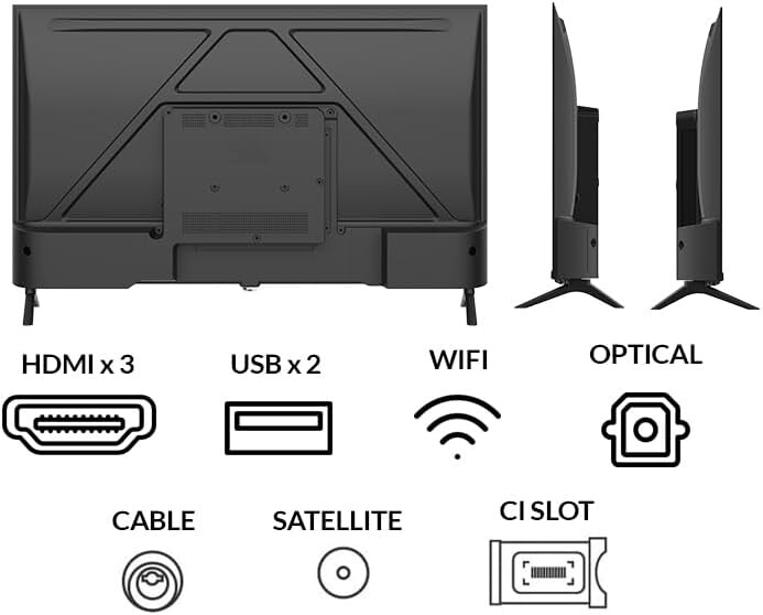 HYE 32 inch smart tv with HD Ready display, frameless design, WiFi ...