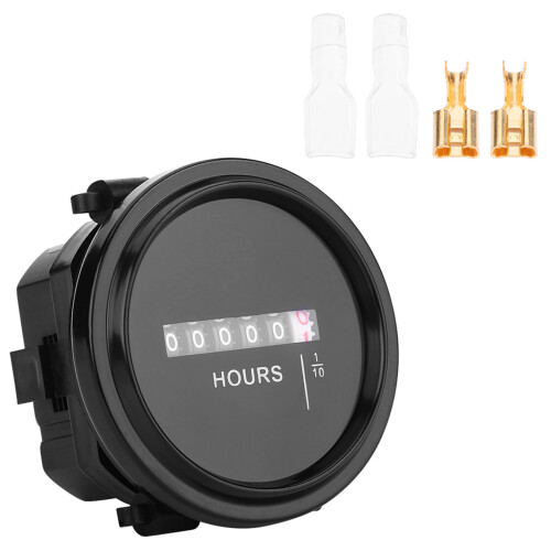 DC 8‑80V Round Mechanical Hour Meter Gauge Timer Hourmeter for Car ...
