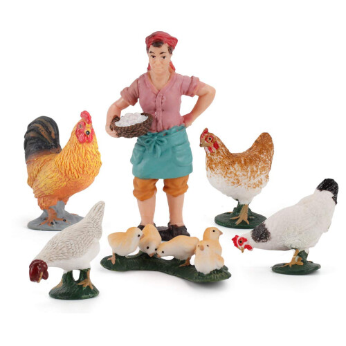 LC Joycre Realistic Rooster Toy Figurine 6pcs Modelo de animales de ...