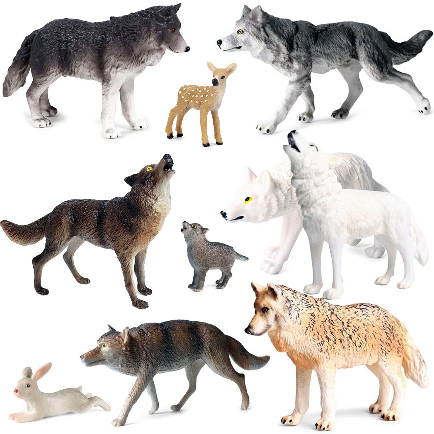 Figurines Playset Wolf Figures Toys 10pcs Safari Animals Figures pour ...