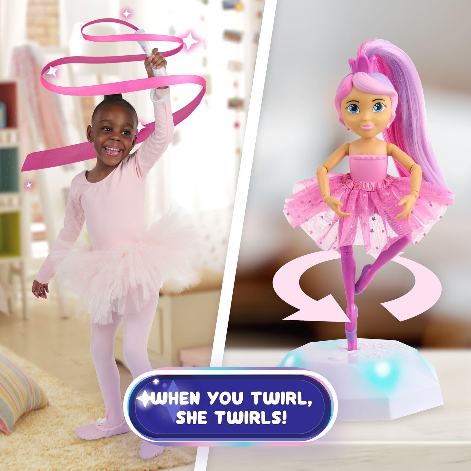 Twirl Along Dancing Doll Lena Ballerina with Wand and Light-Up Stage ...