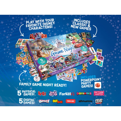 Disney Family Game Night 10 in 1 Board Game Collection for Kids ...