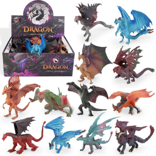 12 Pcs Dragon Toy Figures 5"""" Large Realistic Hand Painted Mythical ...