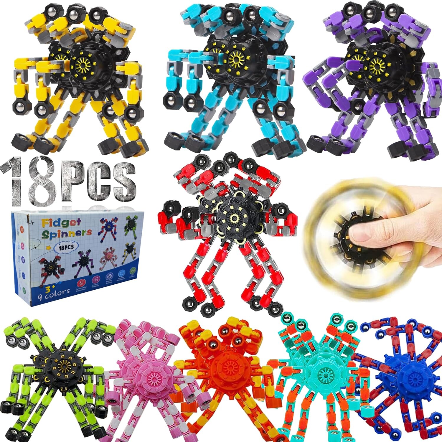 Transformable fidget Spinners 18-Pack - Toys sensoriels pour les ...