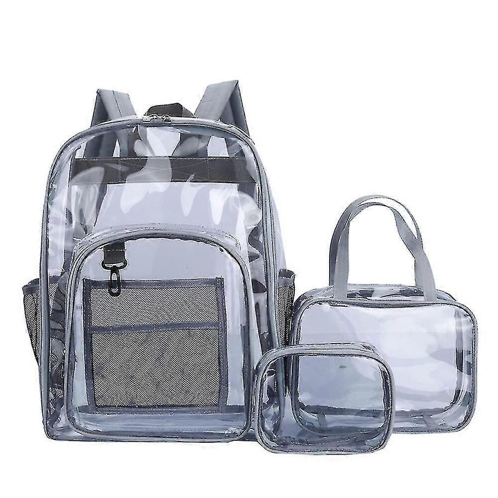(gris) Sac à dos transparent en PVC Sac à dos en PVC Cartable grande ...