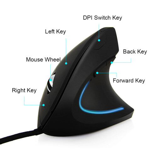 6D Ergonomic 800‑1200‑2000‑3200 DPI Adjustable Optical Vertical Gaming ...