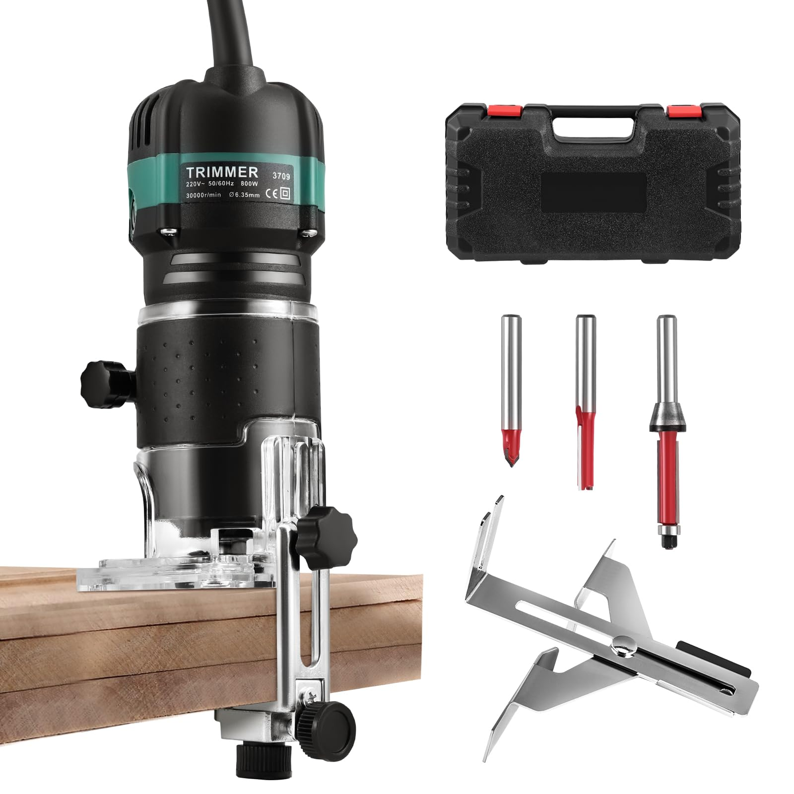 Wood Trimmer, 1/4" 6.35mm Compact Router Tool, 800W 33000R/Min Electric ...