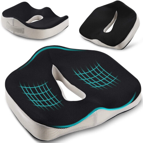 POOTACK Seat Cushion for Coccyx, Memory Foam Seat Cushion Ergonomic ...
