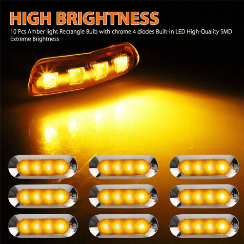 10X Amber LED Trailer Truck Side Marker Lights 4LED RV 12V-24V on OnBuy