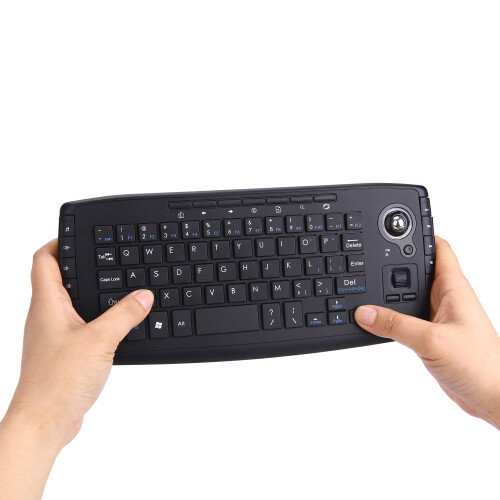 Multimedia 2.4Ghz Wireless Mini Keyboard with Trackball Mouse Scroll ...
