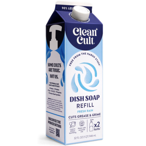 Cleancult Dish Soap Liquid Refill (32oz 1 Pack) - Plant Based Cleaning ...