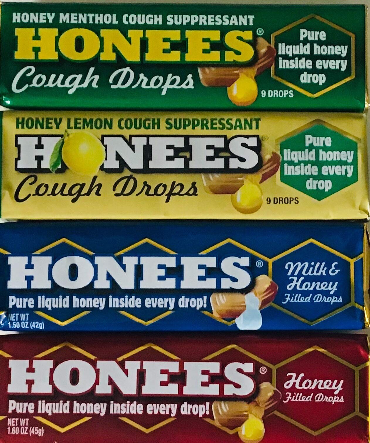 Honees Honey Filled Drops Variety Pack (Honey Milk & Honey Honey Lemon ...
