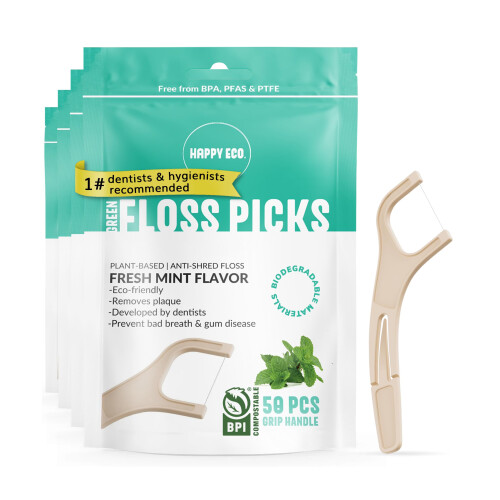 Biodegradable Floss Picks (200pcs) - Natural Dental Floss - Nontoxic ...