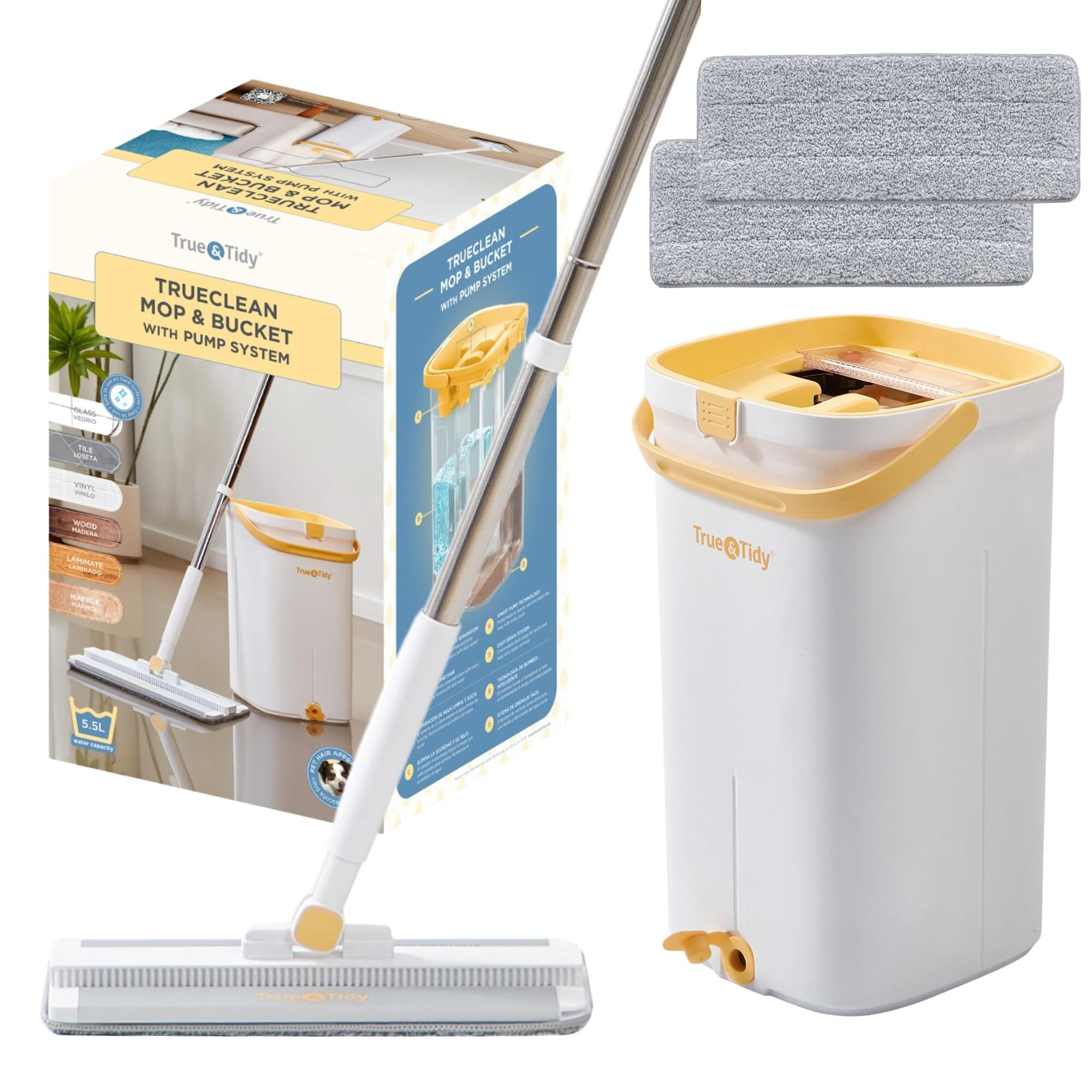 True & Tidy TrueClean Mop & Bucket Spin Mop Pump System Patent Pending ...