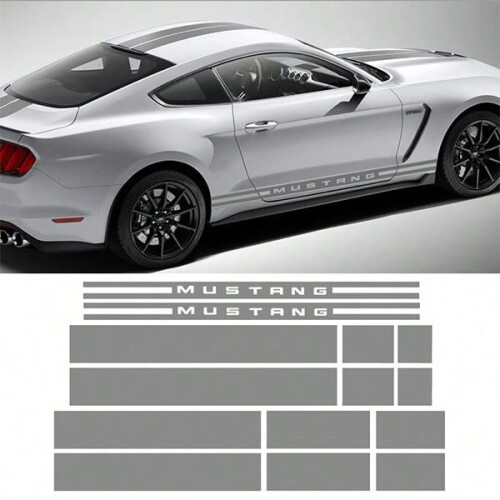 (Matte silver gray, Mustang) Suitable for Ford Mustang car stickers ...