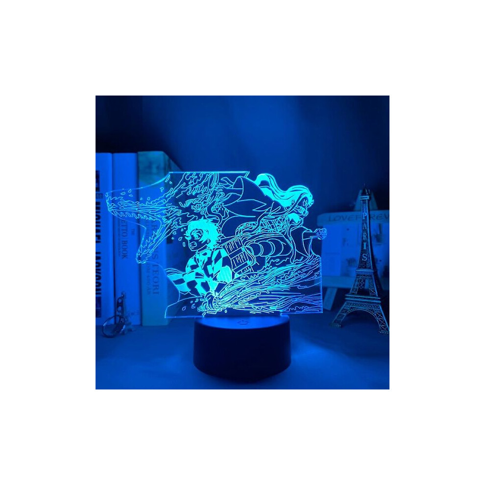 Lámpara LED de Anime Kimetsu No Yaiba Kokushibo para decoración de ...