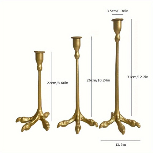 (24W377JT-S /3) Three-Piece Iron Cone Candlestick Set | Black Metal ...