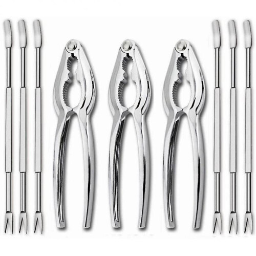 9-Piece Seafood Shelling Tool Set Heavy-Duty Lobster Crab Crackers Dual ...
