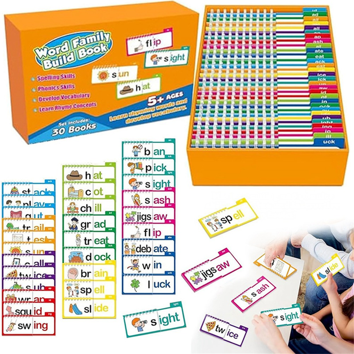 30 livres à feuilleter et à rimer Cartes flash Familles de mots Lecture ...