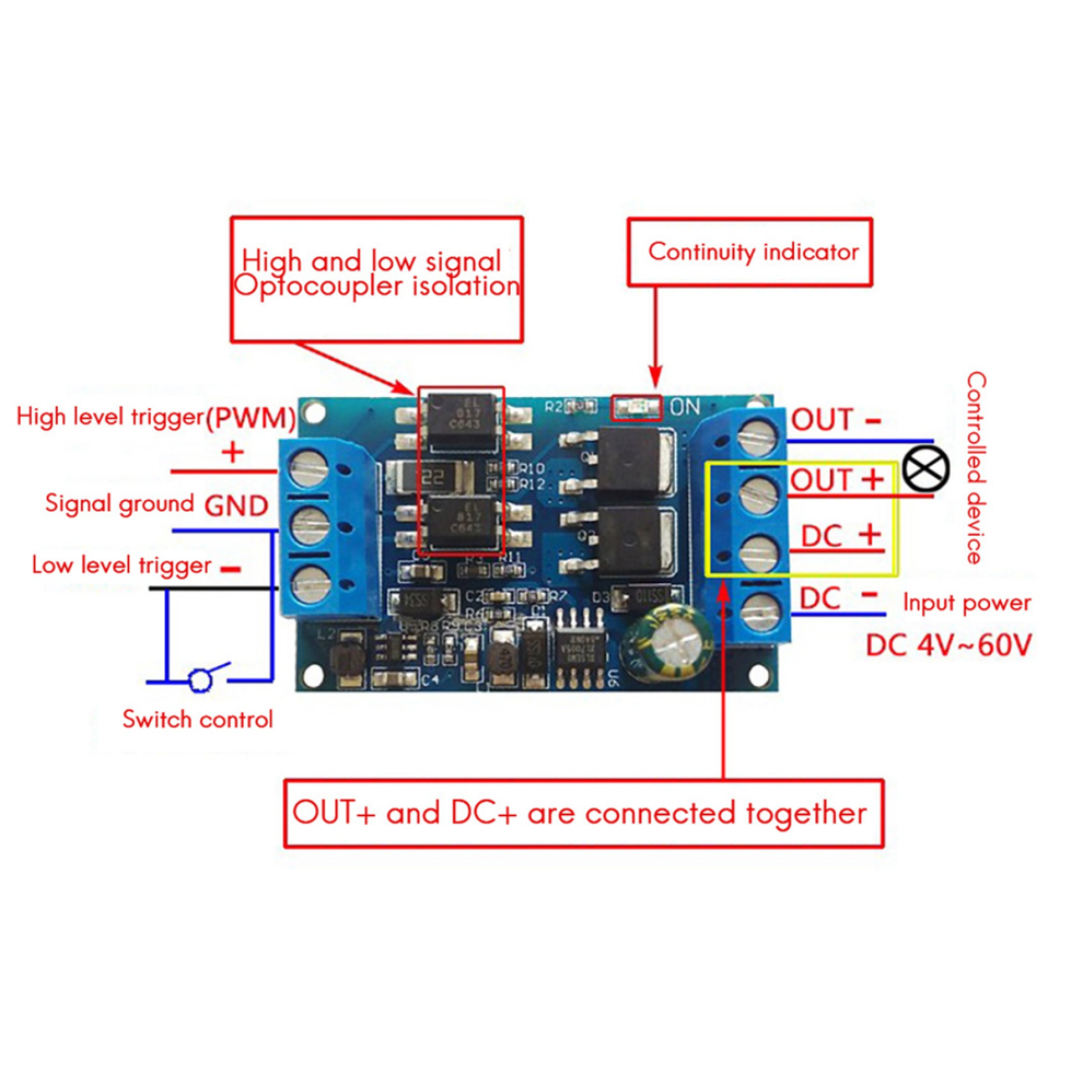Dc 4V -60V Mos Fet Trigger Drive Switch Module Controller Pwm board on ...