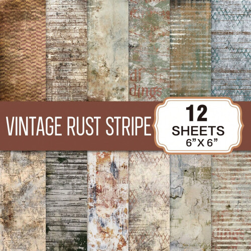(G038-Vintage Rust Strip Scrapbook, 15x15cm 12 pieces/set) Material ...
