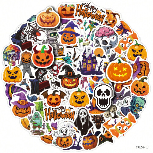 (Y024-C (100 Halloween stickers)) New pumpkin stickers 50 sheets ...