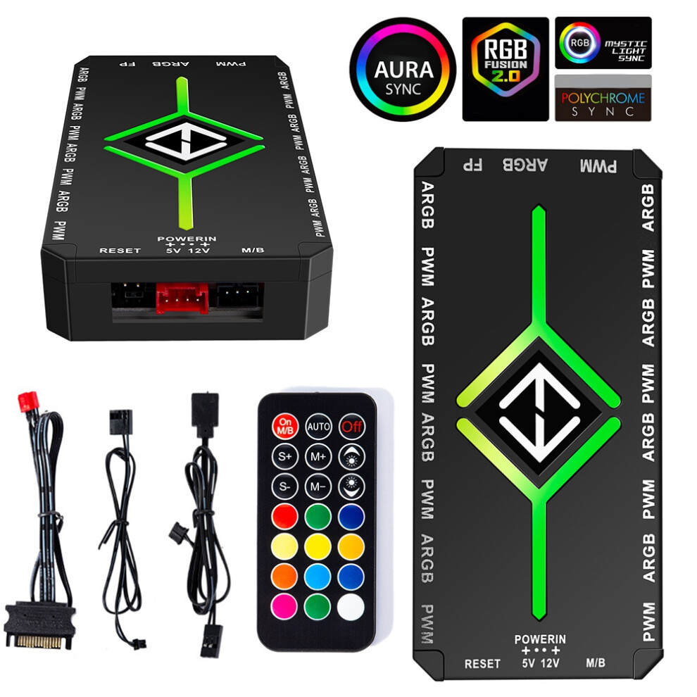 Controlador ARGB de 5 V y 3 pines, refrigeración, concentrador de ventilador PWM de 4 pines ...