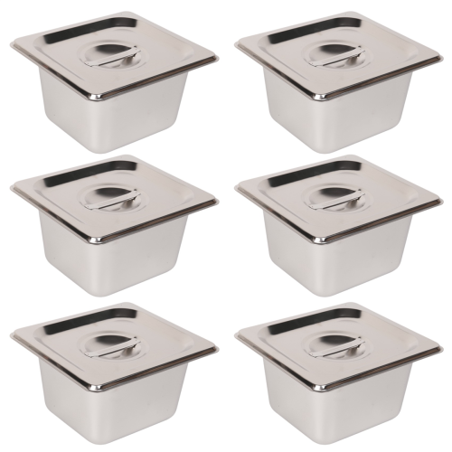 6 Pack Anti-Jam Slotted Hotel Pans with Lids, 1/6 Size 4 Inch Deep on OnBuy