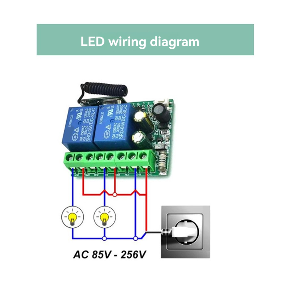 Module récepteur 2 canaux de relais de commande à distance sans fil 433 MHz on OnBuy